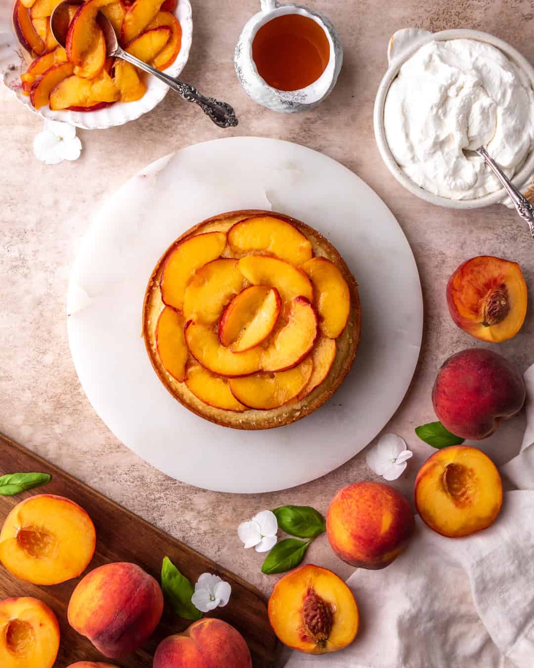 Peaches and Cream Layer Cake - In Bloom Bakery