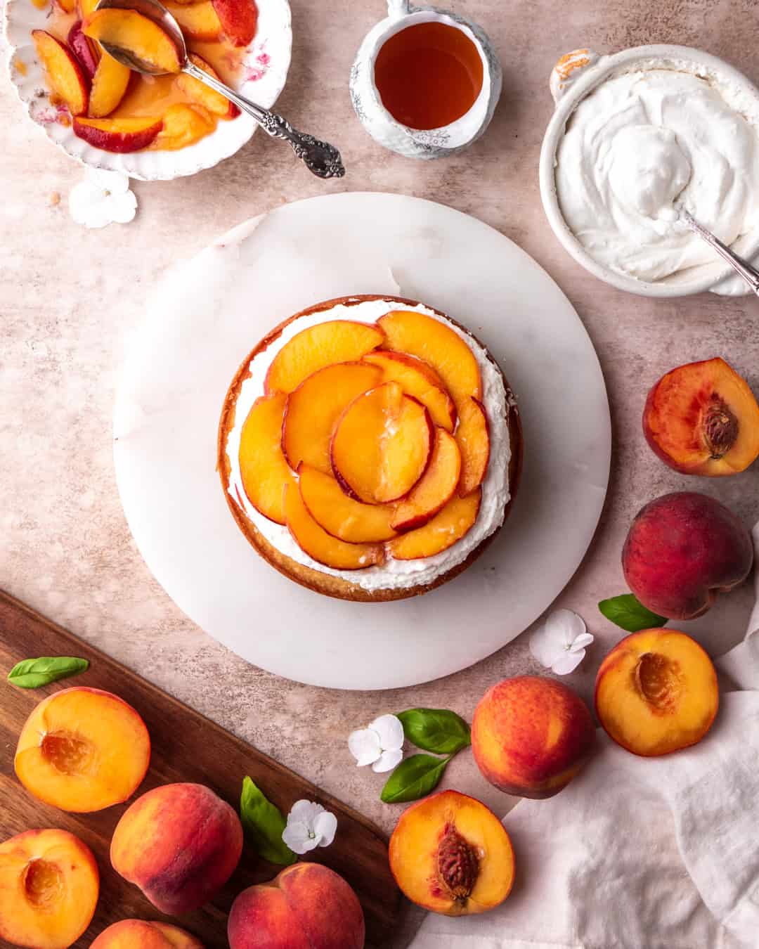 Peaches and Cream Layer Cake - In Bloom Bakery