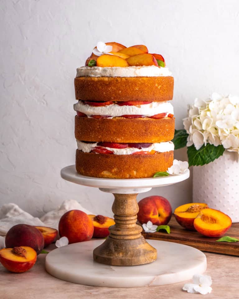 Peaches and Cream Layer Cake - In Bloom Bakery