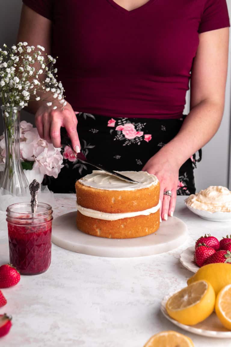 Lemon Strawberry Jam Cake - In Bloom Bakery