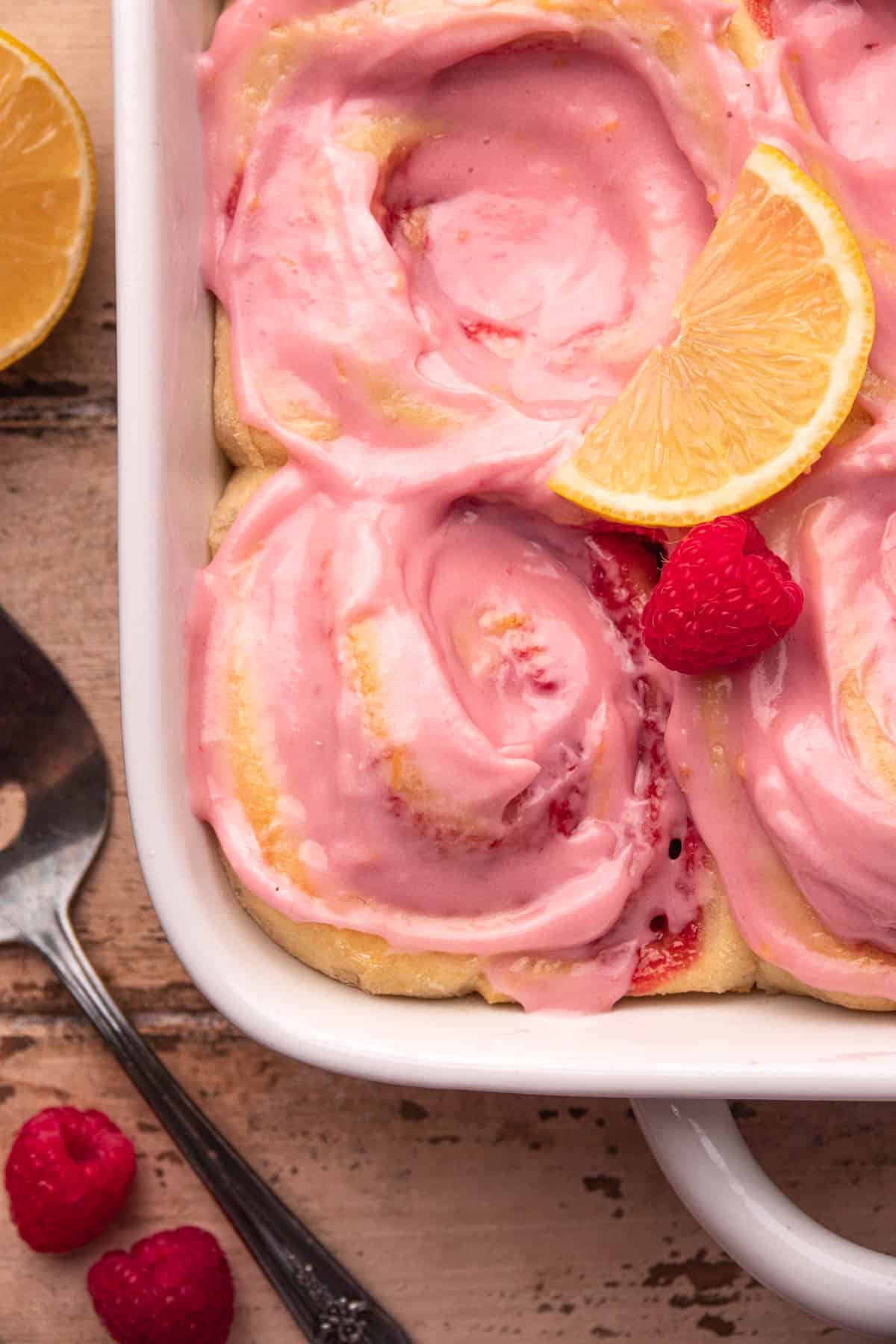 Lemon Raspberry Rolls - In Bloom Bakery