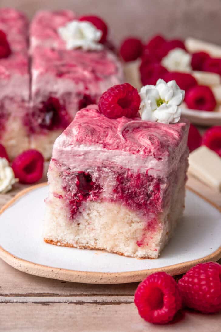 White Chocolate Raspberry Cake - In Bloom Bakery
