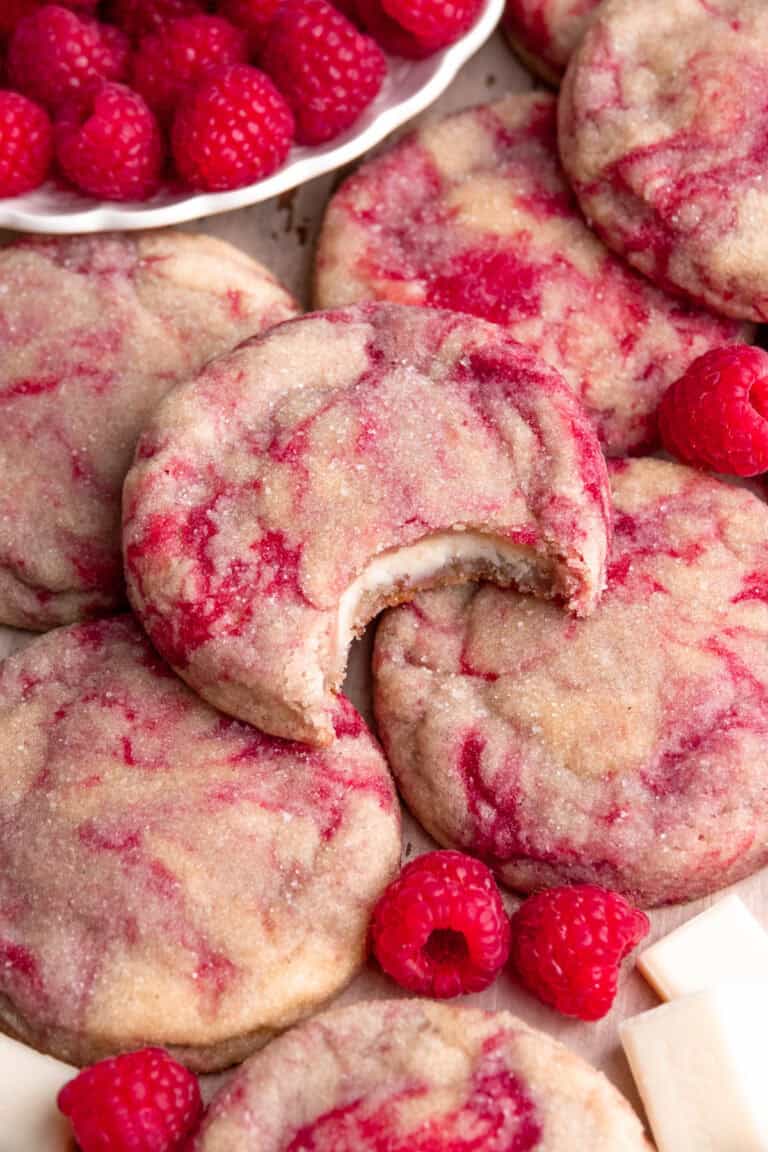Raspberry White Chocolate Cheesecake Cookies - In Bloom Bakery