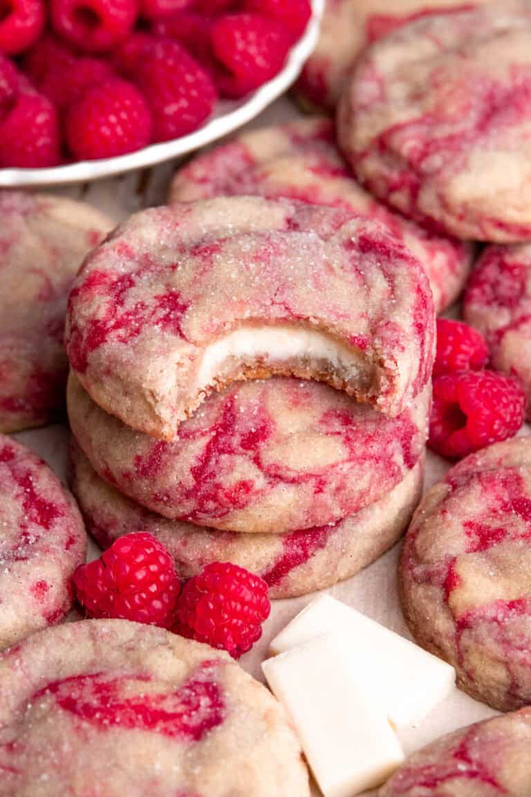 Raspberry White Chocolate Cheesecake Cookies - In Bloom Bakery