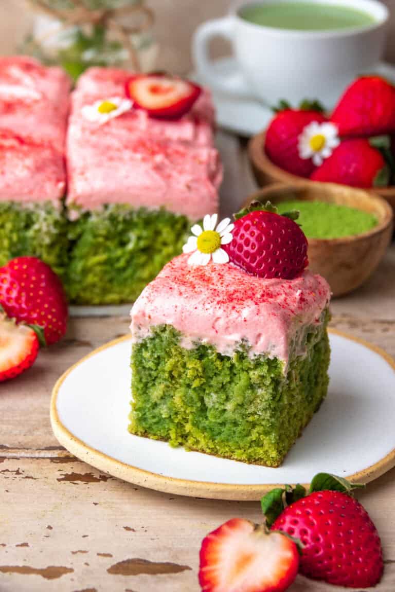 Strawberry Matcha Latte Cake - In Bloom Bakery