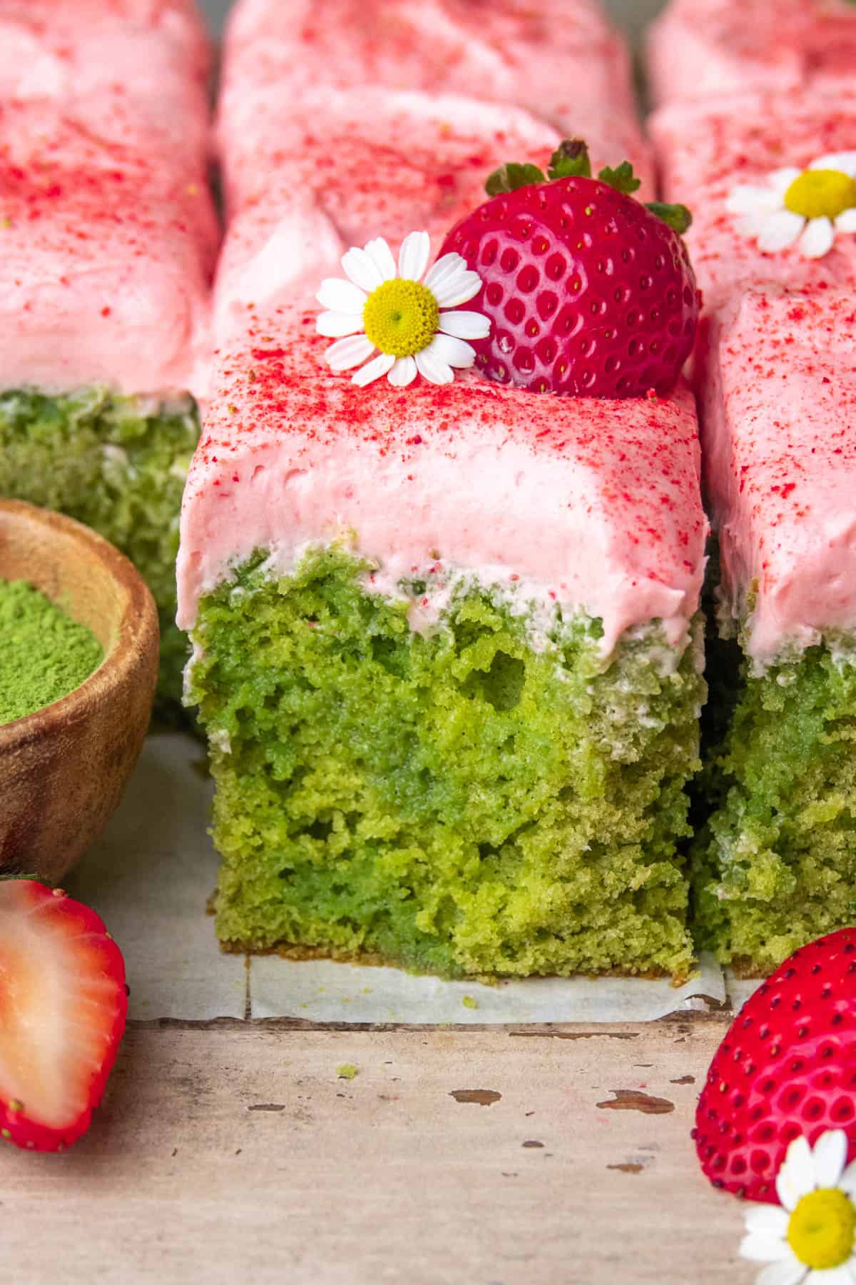 Strawberry Matcha Latte Cake - In Bloom Bakery
