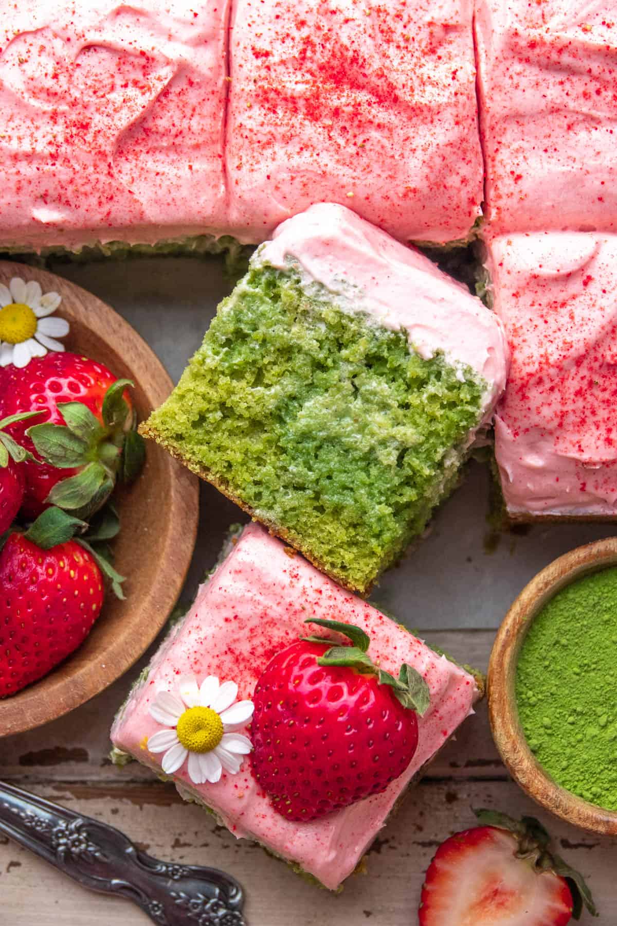 Strawberry Matcha Latte Cake - In Bloom Bakery